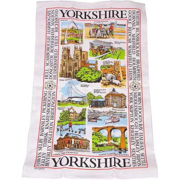 Sights Of Yorkshire Map Tea Towel – Yorkshire T-Shirts