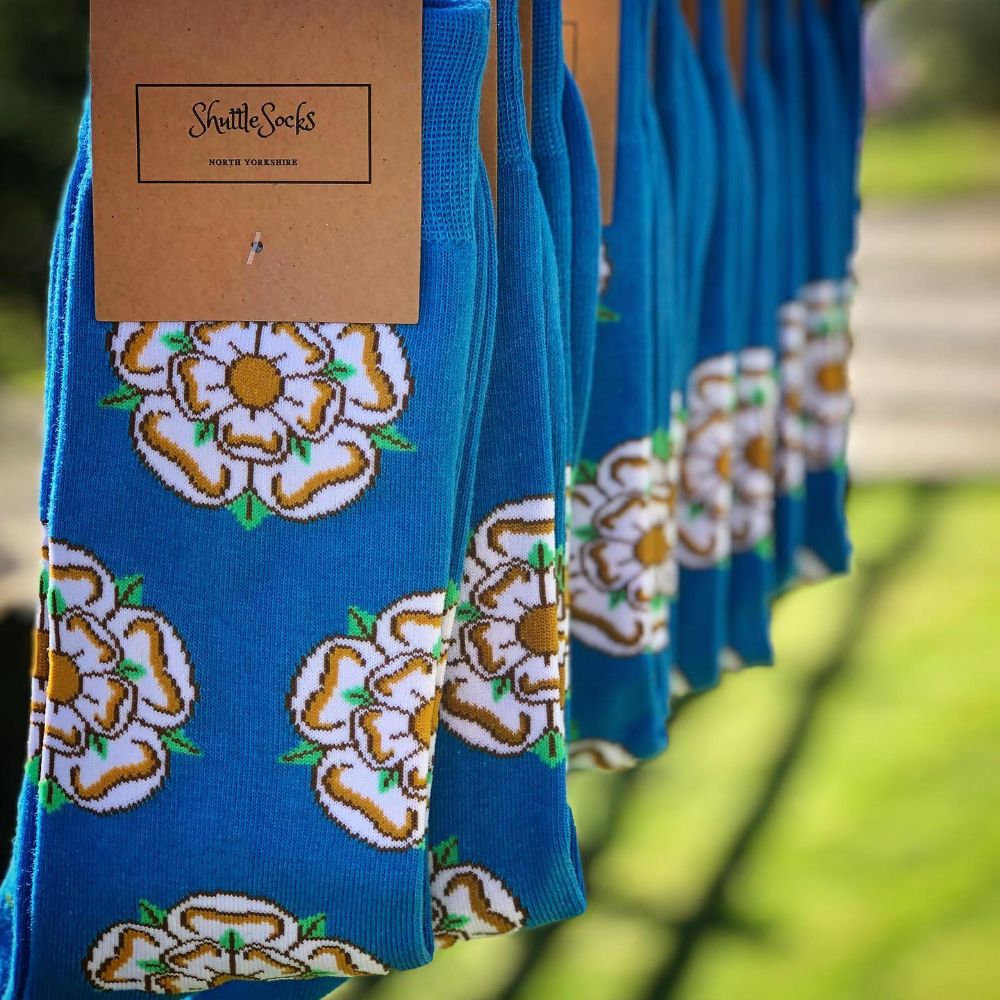 Blue Yorkshire Rose Socks – Yorkshire T-Shirts
